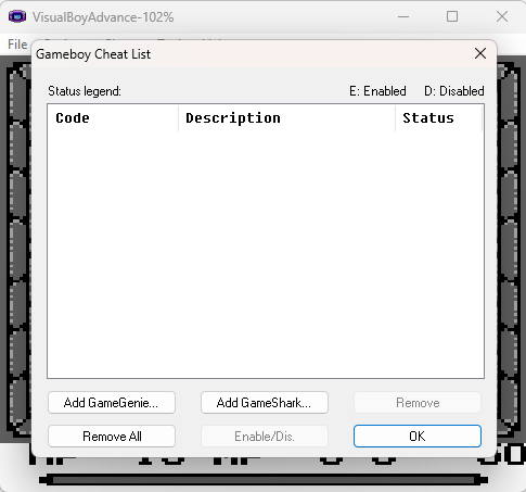 How To Use Codes on the VisualBoy Advance for Gameboy/GBC